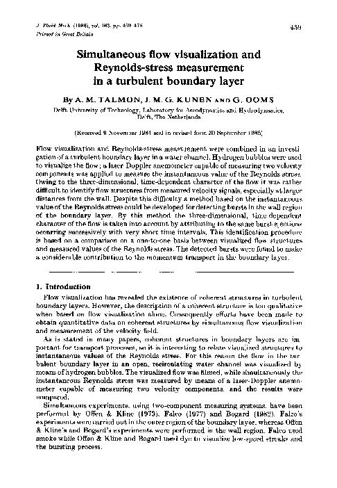 (PDF) Simultaneous flow visualization and Reynolds-stress measurement ...