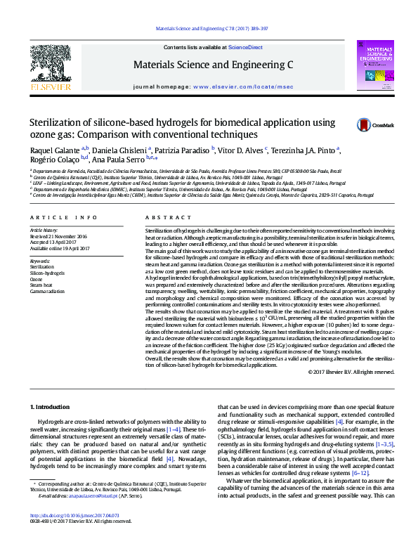 (PDF) Sterilization of silicone-based hydrogels for biomedical ...