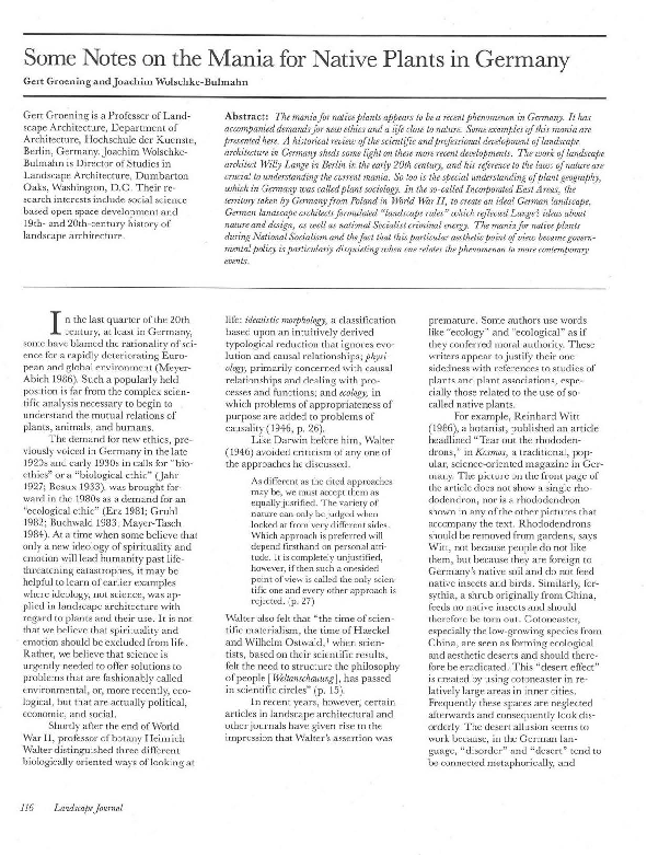 (PDF) Some Notes on the Mania for Native Plants in Germany