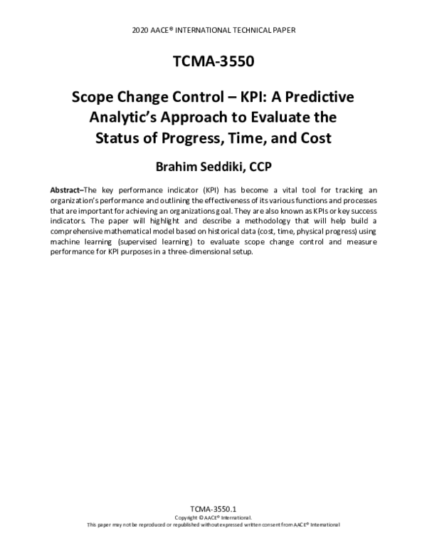 (PDF) 2020 AACE® INTERNATIONAL TECHNICAL PAPER