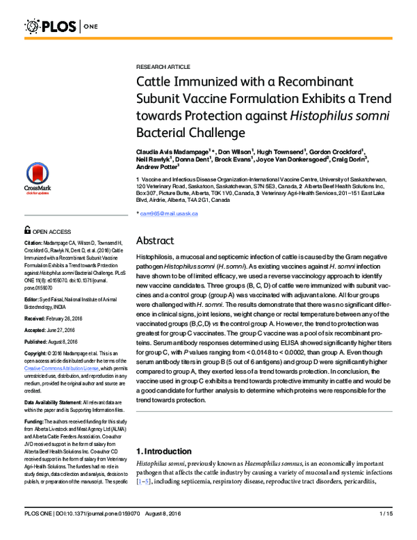 (PDF) Cattle Immunized with a Recombinant Subunit Vaccine Formulation ...