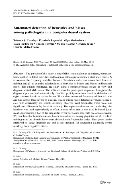 (PDF) Automated detection of heuristics and biases among pathologists in a computer-based system