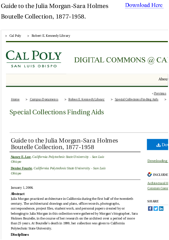 (PDF) Guide to the Julia Morgan-Sara Holmes Boutelle Collection, 1877-1958