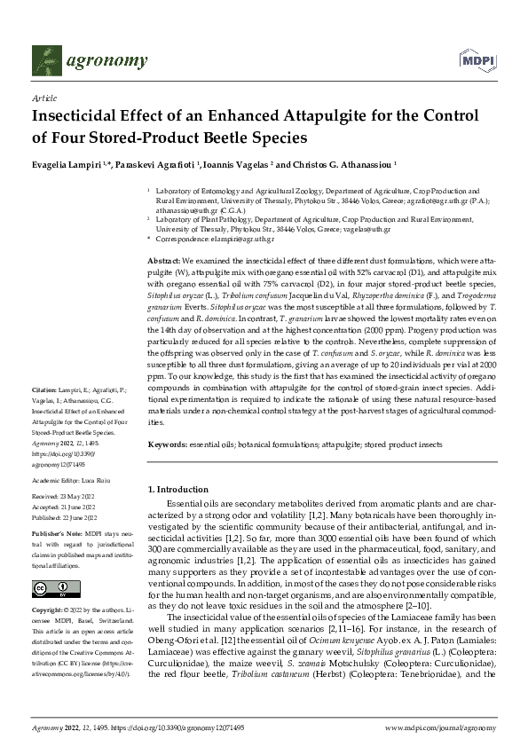 (PDF) Insecticidal Effect of an Enhanced Attapulgite for the Control of Four Stored-Product ...