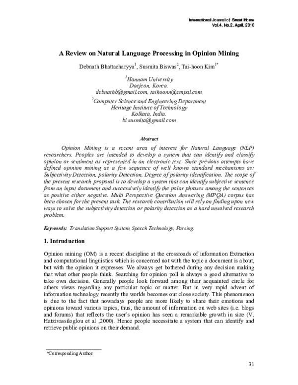 (PDF) A Review on Natural Language Processing in Opinion Mining