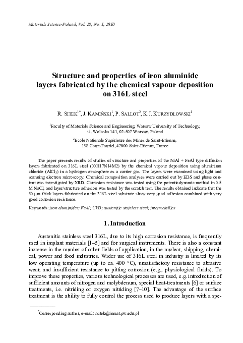 (PDF) Structure and properties of iron aluminide layers fabricated by ...