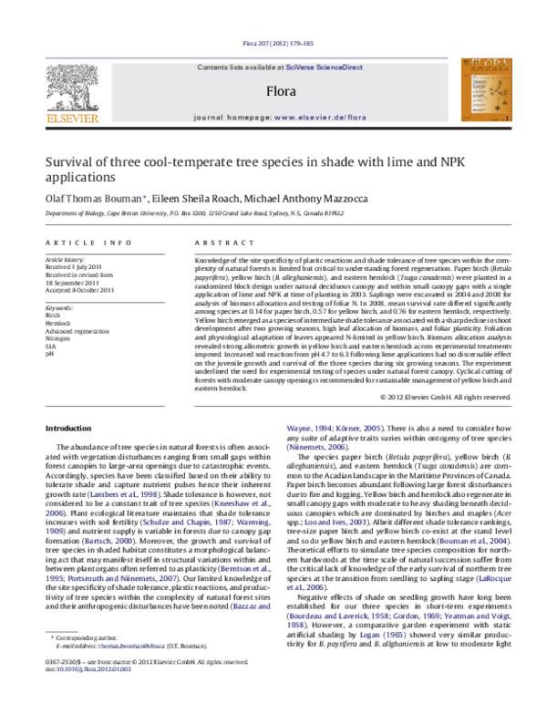(PDF) Survival of three cool-temperate tree species in shade with lime ...