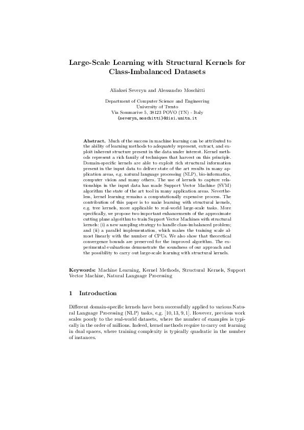 (PDF) Large-Scale Learning with Structural Kernels for Class-Imbalanced Datasets