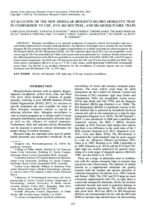 (PDF) Evaluation of the New Modular Biogents BG-Pro Mosquito Trap in ...