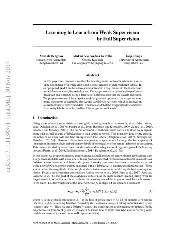 (PDF) Learning from Weak Labels with Supervision