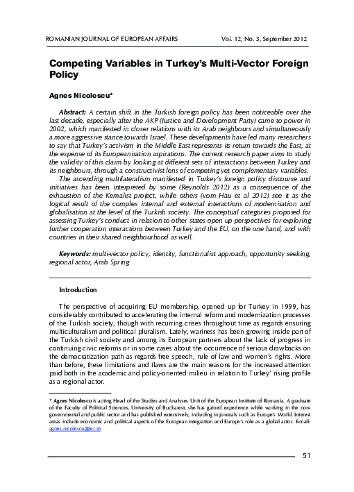(PDF) Competing Variables in Turkey’s Multi-Vector Foreign Policy ...