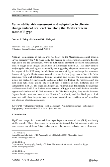 (PDF) Vulnerability risk assessment and adaptation to climate change ...