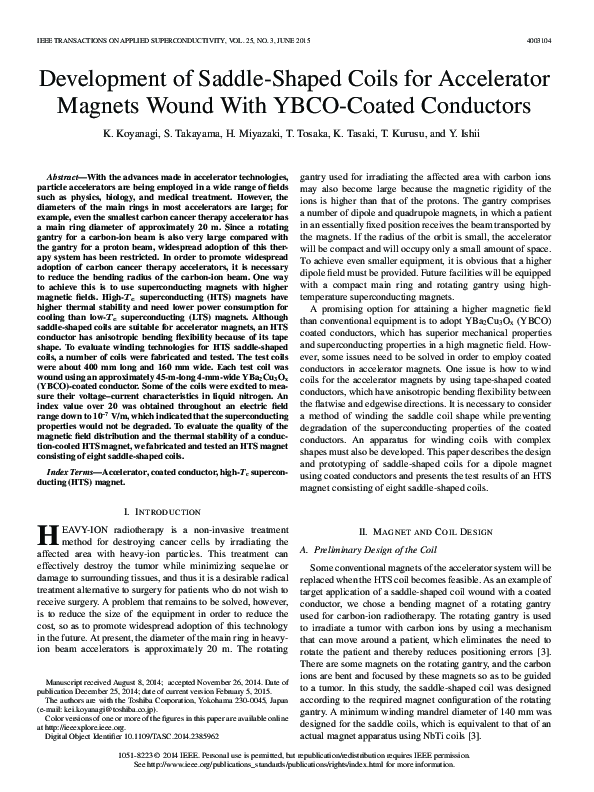 (PDF) Development of Saddle-Shaped Coils for Accelerator Magnets Wound ...