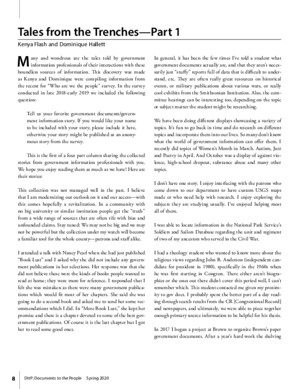 (PDF) Tales from the Trenches—Part 1