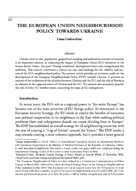 (PDF) The European Union Neighbourhood Policy towards Ukraine