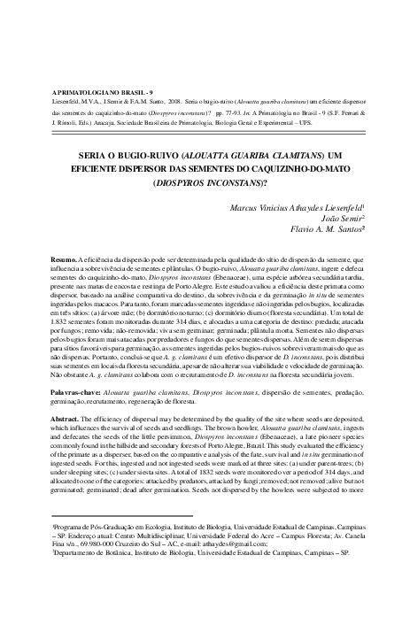 (PDF) Seria o bugio-ruivo (Alouatta guariba clamitans) um eficiente ...
