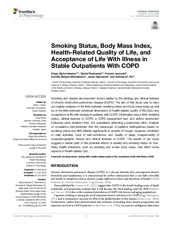 (PDF) Smoking Status, Body Mass Index, Health-Related Quality of Life ...