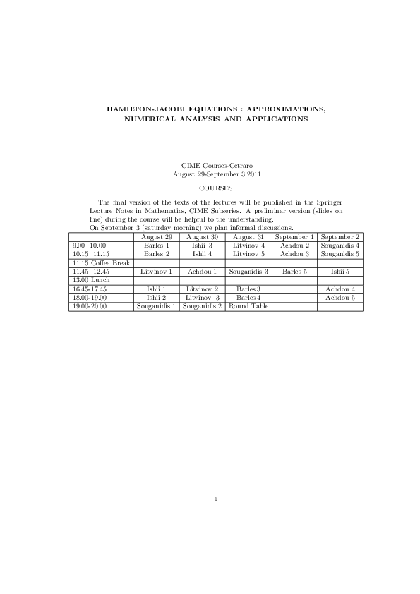 Pdf Hamilton Jacobi Equations Approximations Numerical Analysis And Applications