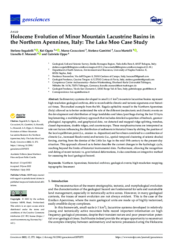 (PDF) "Holocene evolution of minor mountain lacustrine basins in the ...