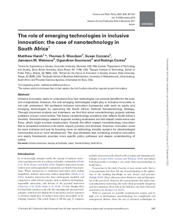 (PDF) The role of emerging technologies in inclusive innovation: the ...