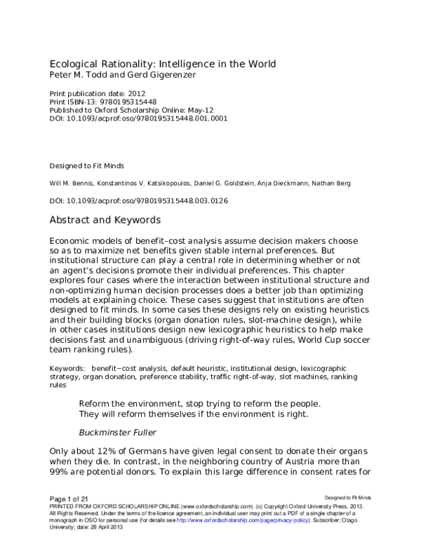 (PDF) Ecological RationalityIntelligence in the World