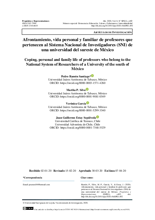(PDF) Coping, personal and family life of professors who belong to the ...
