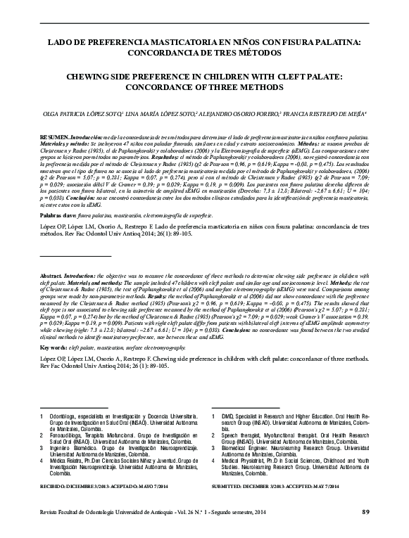 (PDF) Chewing Side Preference in Children with Cleft Palate ...