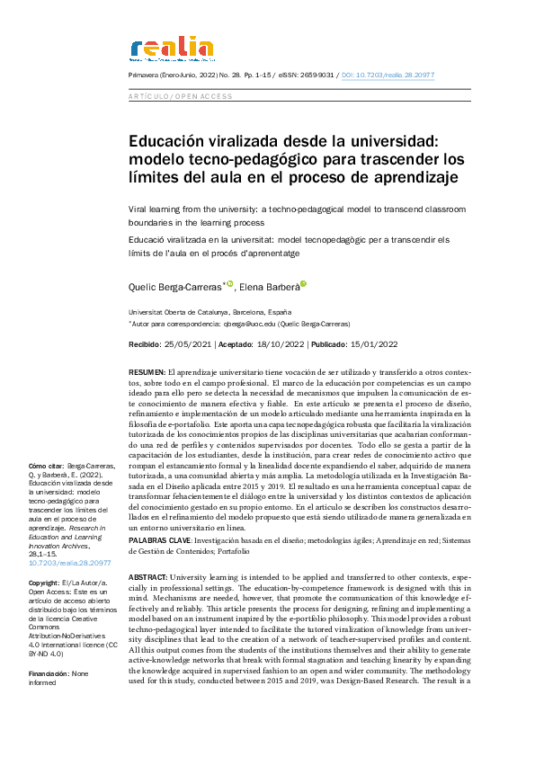 (PDF) Educación viralizada desde la universidad: modelo tecno-pedagógico para trascender los ...