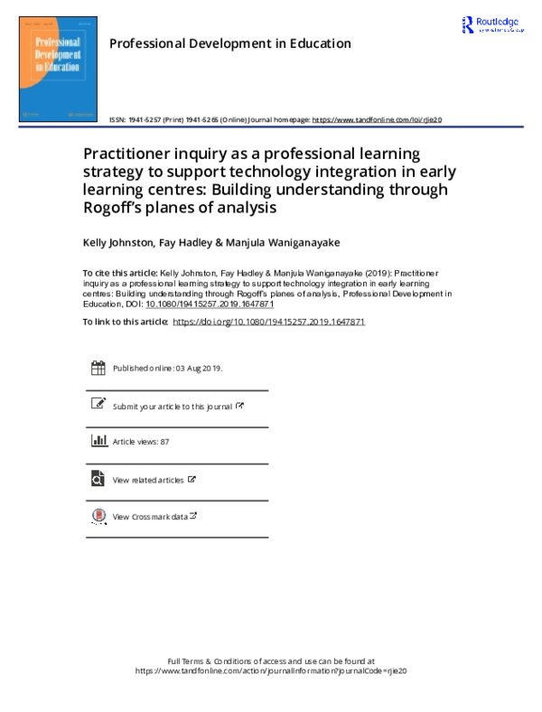 (PDF) Practitioner inquiry as a professional learning strategy to ...
