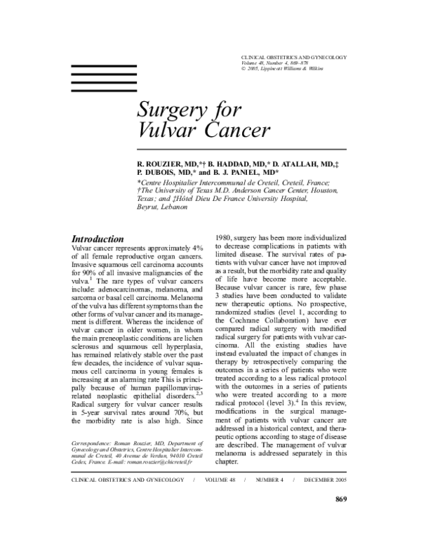 (PDF) Surgery for Vulvar Cancer