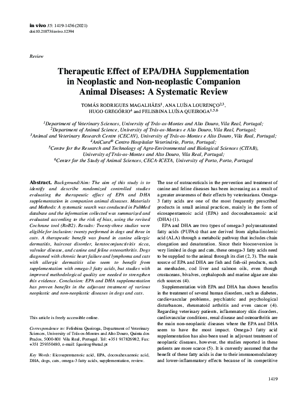 (PDF) Therapeutic Effect of EPA/DHA Supplementation in Neoplastic and ...