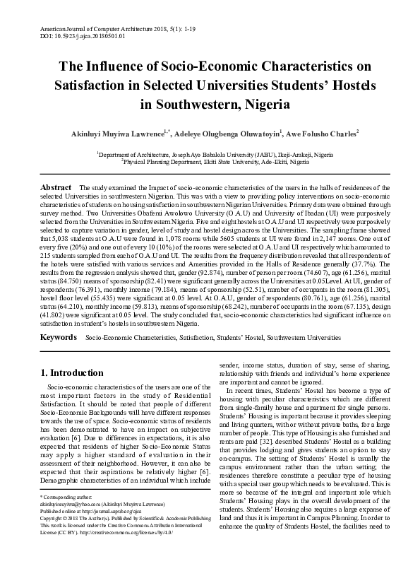 (PDF) Socio-Economic Status and Satisfaction with Service Delivery ...