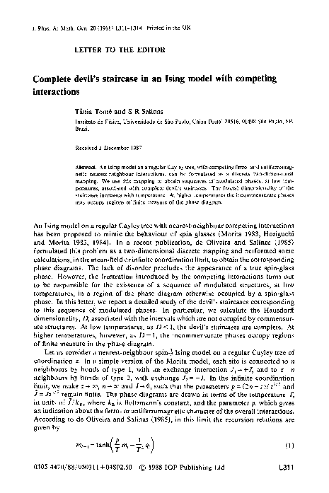 (PDF) Complete devil's staircase in an Ising model with competing interactions