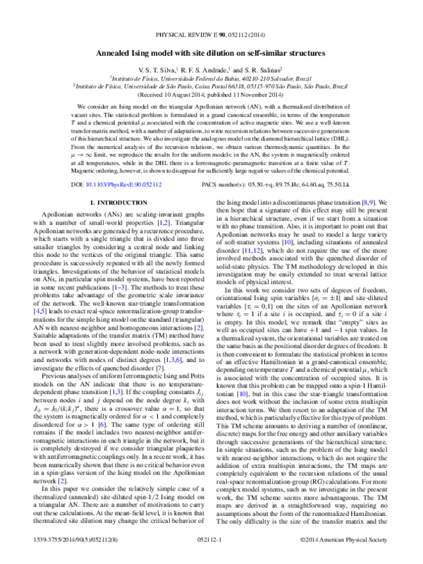 (PDF) Annealed Ising model with site dilution on self-similar structures
