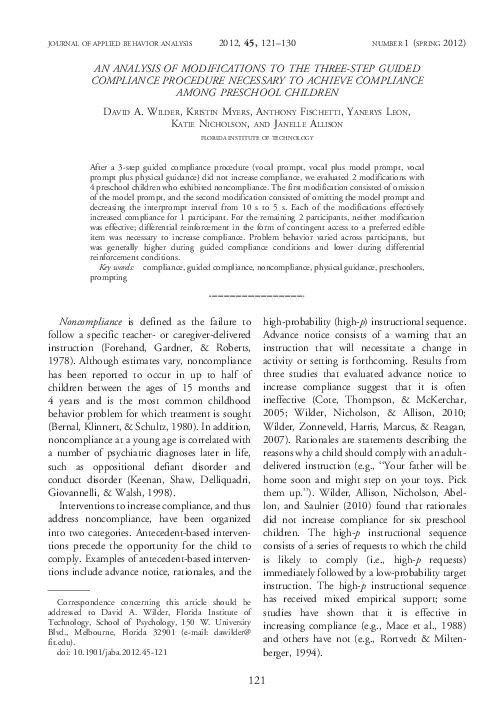 (PDF) An Analysis of Modifications to the Three-Step Guided Compliance ...