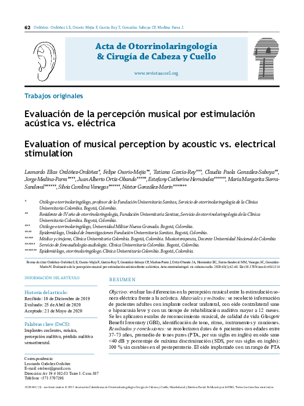 (PDF) Evaluación de la percepción musical por estimulación acústica vs ...