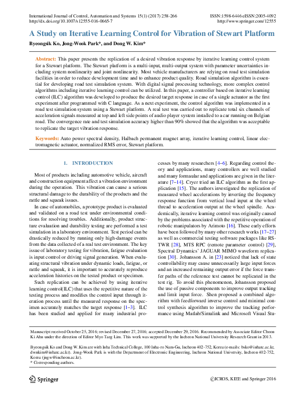 (PDF) A study on iterative learning control for vibration of Stewart platform