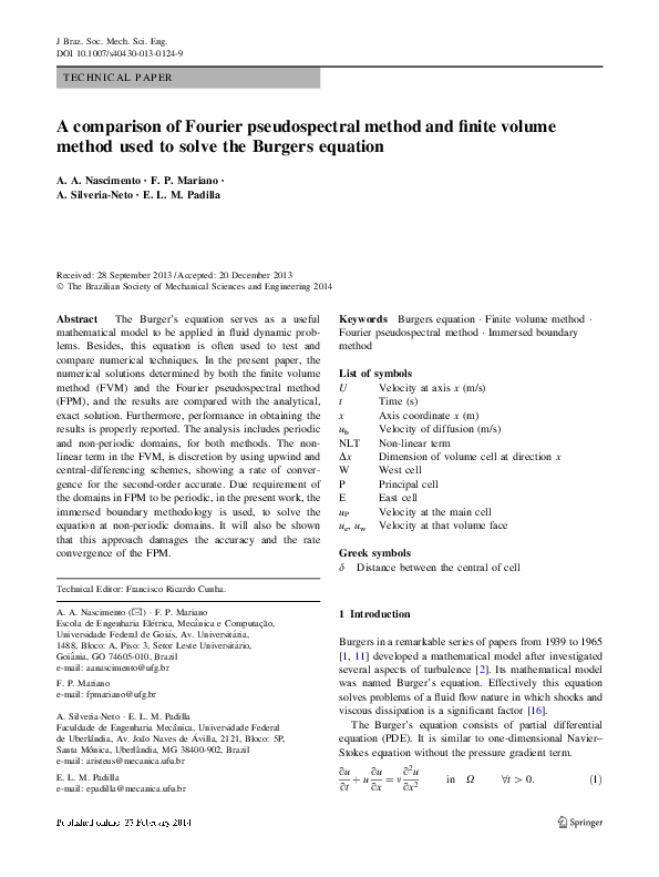 Pdf A Comparison Of Fourier Pseudospectral Method And Finite Volume Method Used To Solve The 