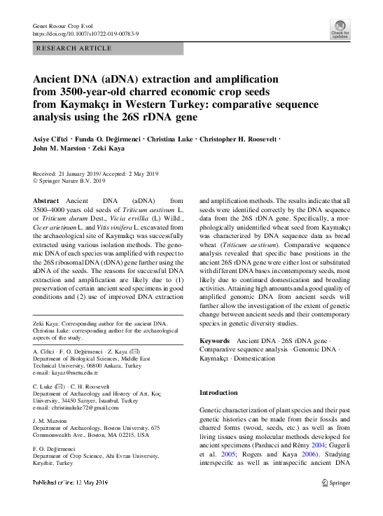 (PDF) Ancient DNA (aDNA) extraction and amplification from 3500-year ...