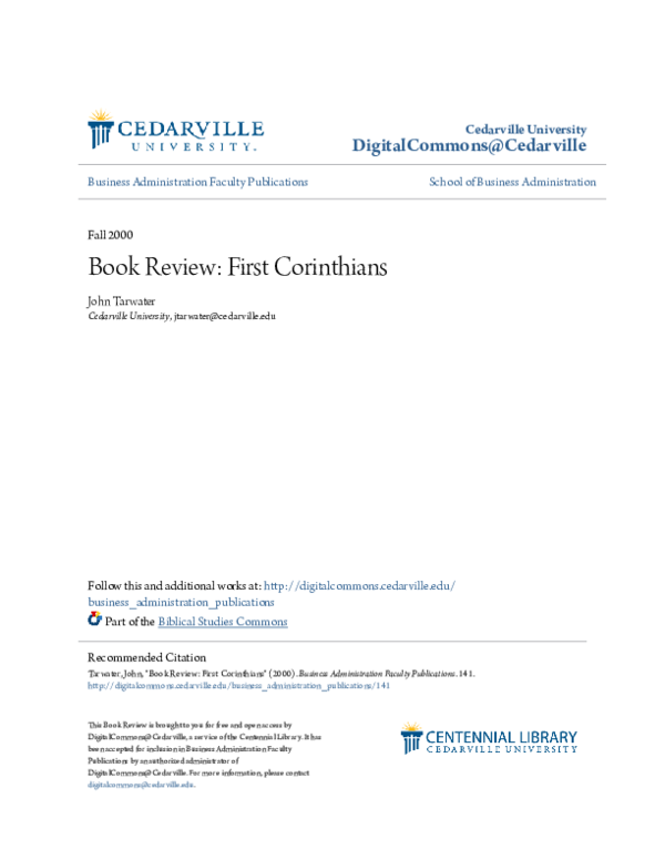 (PDF) Book Review: First Corinthians