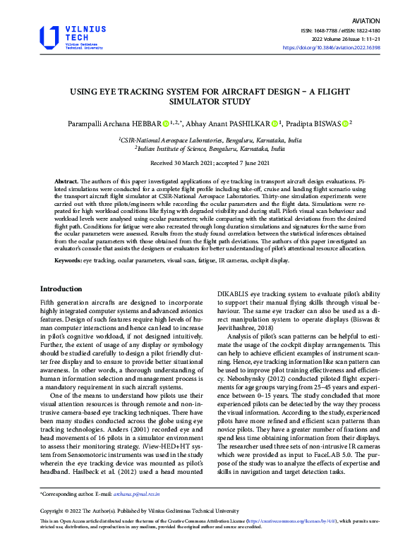 (PDF) Using Eye Tracking System for Aircraft Design – a Flight ...