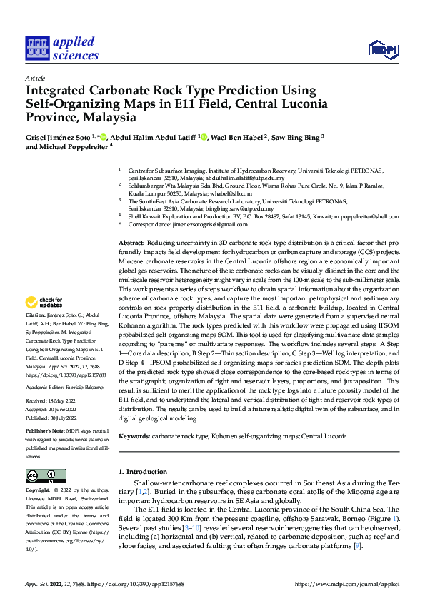 Pdf Integrated Carbonate Rock Type Prediction Using Self Organizing Maps In E11 Field Central
