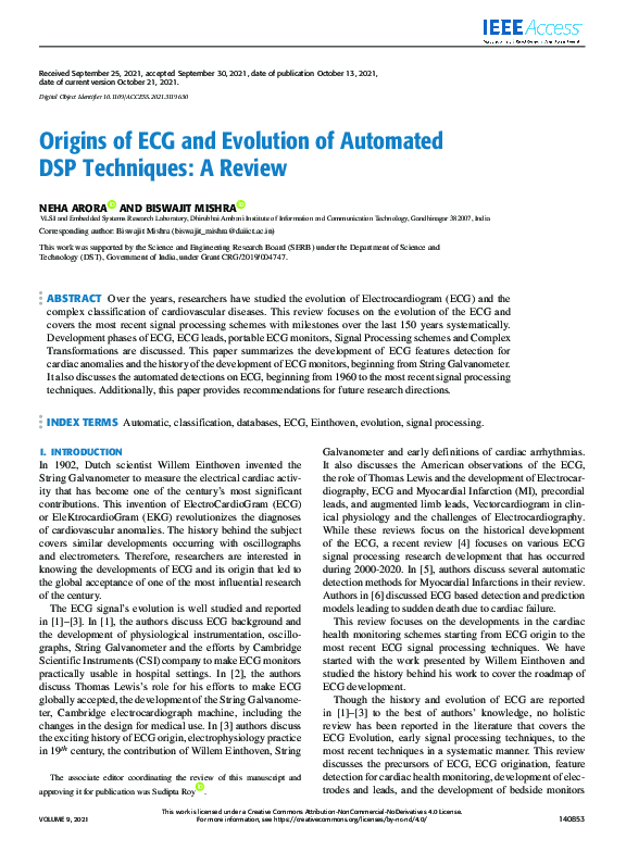 Pdf Origins Of Ecg And Evolution Of Automated Dsp Techniques A Review Biswajit Mishra