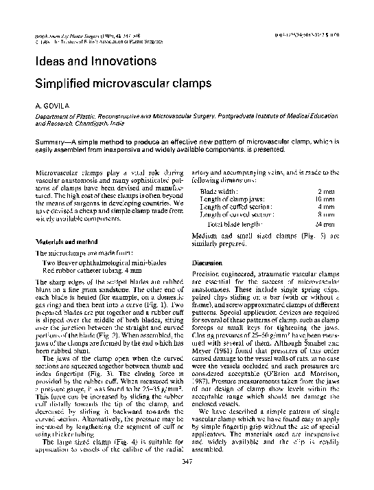 (PDF) Simplified microvascular clamps