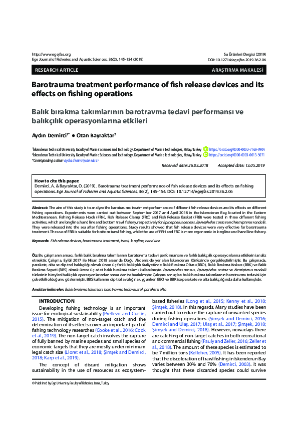 (PDF) Barotrauma treatment performance of fish release devices and its ...
