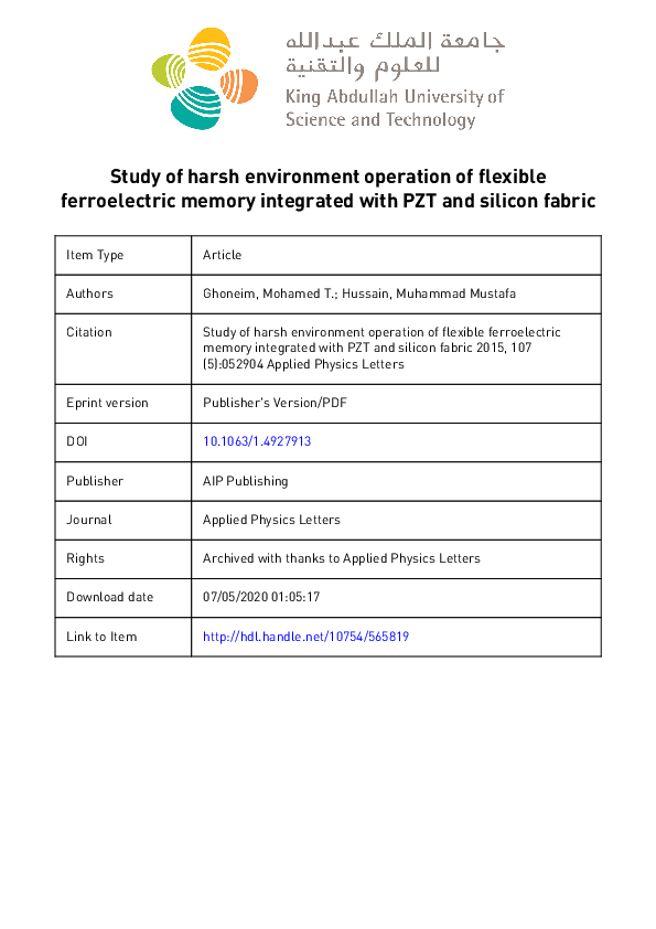 (PDF) Study of harsh environment operation of flexible ferroelectric ...