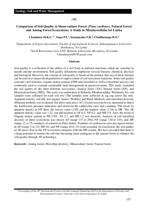 (PDF) Comparison of Soil Quality in Mono-culture Forest (Pinus caribaea ...
