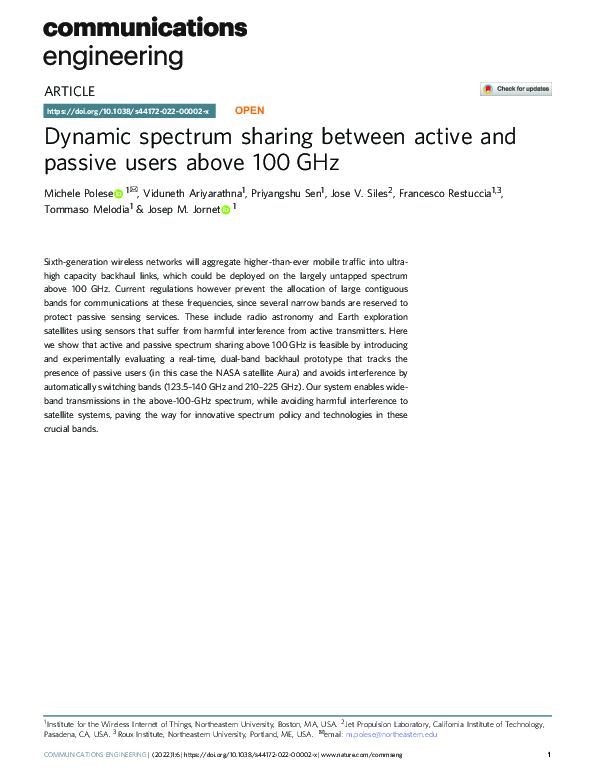 (PDF) Dynamic spectrum sharing between active and passive users above 100 GHz