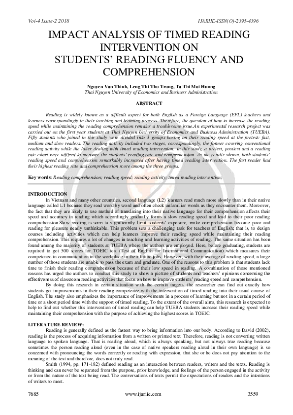 (PDF) Impact Analysis of Timed Reading Intervention on Students ...