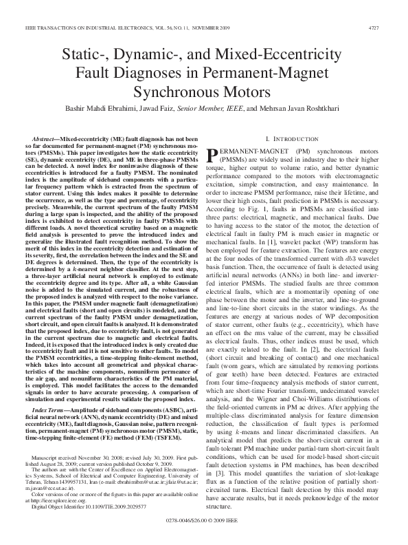 (PDF) Static-, Dynamic-, and Mixed-Eccentricity Fault Diagnoses in Permanent-Magnet Synchronous ...